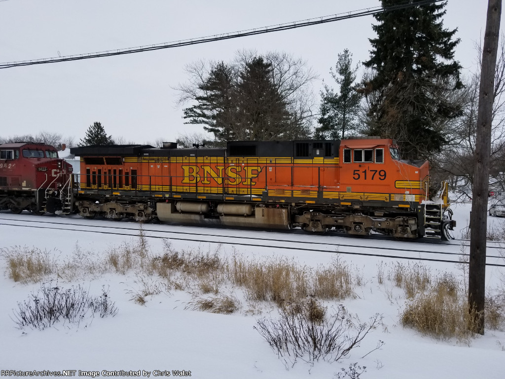 BNSF# 5179 west approaches the diamonds at Rochelle,IL